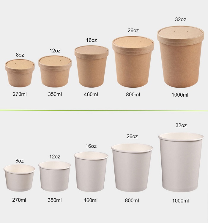 Disposable customized paper food soup cup with lid